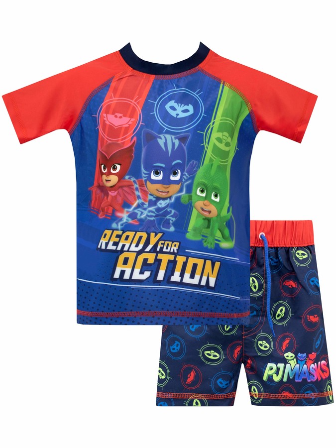 PJ MASKS Boys Catboy Owlette Gecko Swim Set Blue Age 8 to 9 Years ...