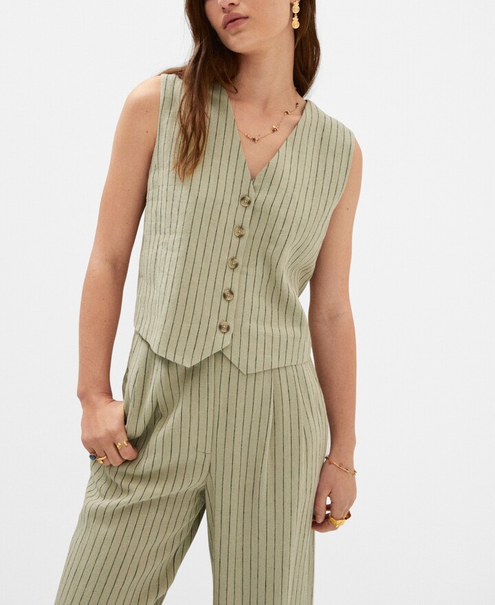 MANGO Women's Pinstripe Linen Waistcoat - ShopStyle Vests