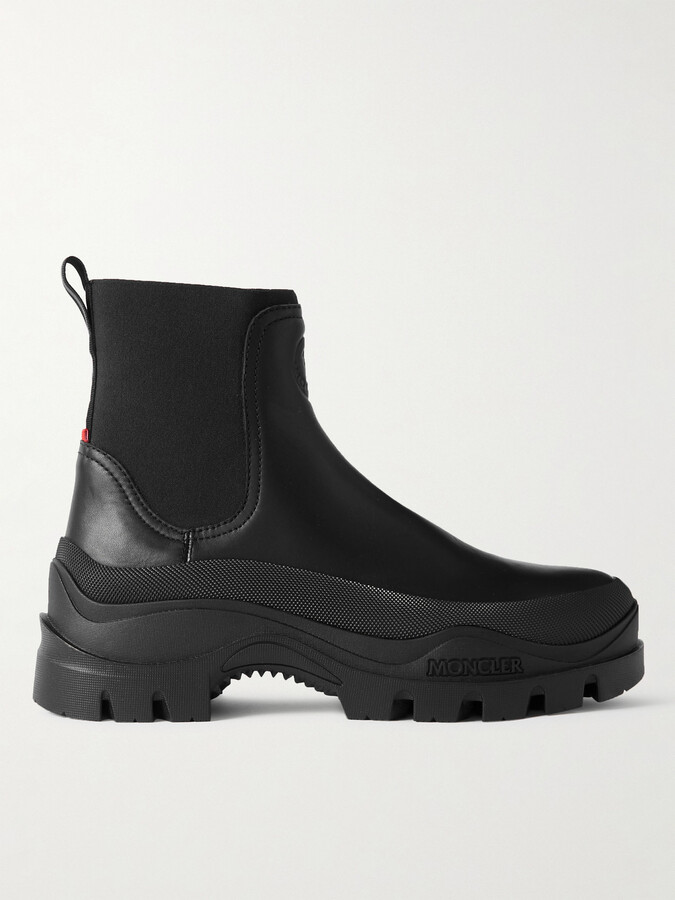 Moncler Larue Rubber-Trimmed Leather Chelsea Boots - ShopStyle