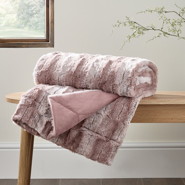 Dunelm Plush Faux Fur 130cm x 180cm Throw Blush - ShopStyle Weighted ...