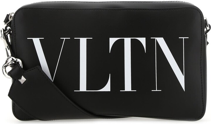 Valentino Garavani Black leather VLTN crossbody bag - ShopStyle