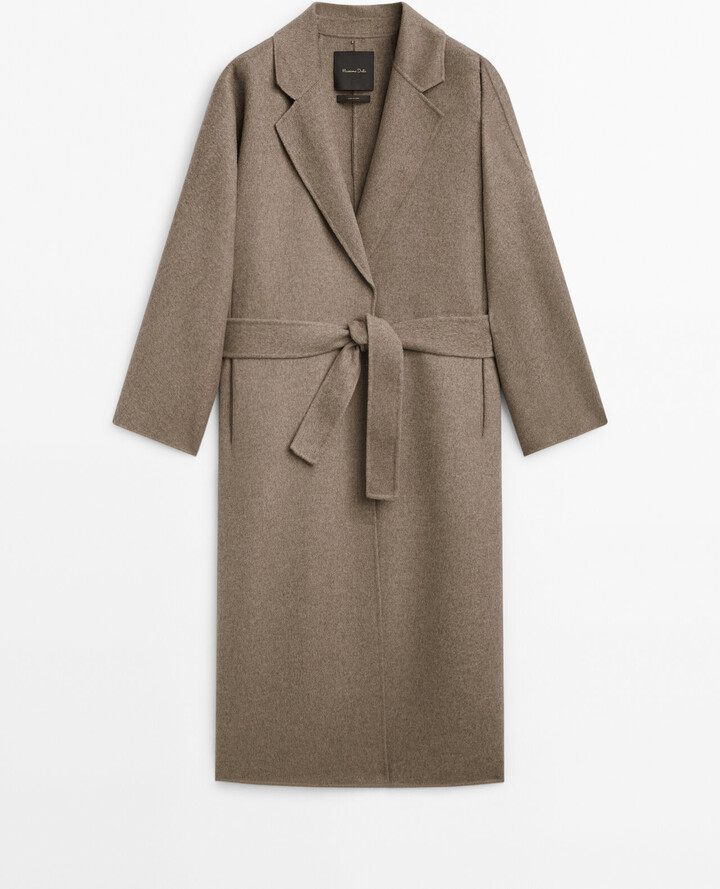 Massimo Dutti Wool Blend Robe Coat With Hidden Belt - ShopStyle