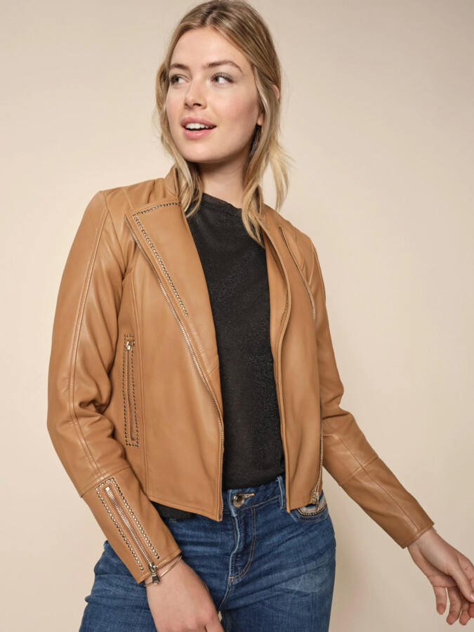 Mos Mosh Chipmunk Metha Leather Jacket - ShopStyle