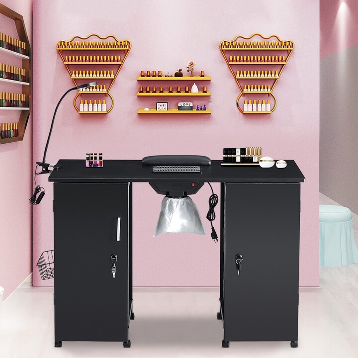Manicure Table Nail Desk w/Electric Vent, Salon Workstation, LED ...