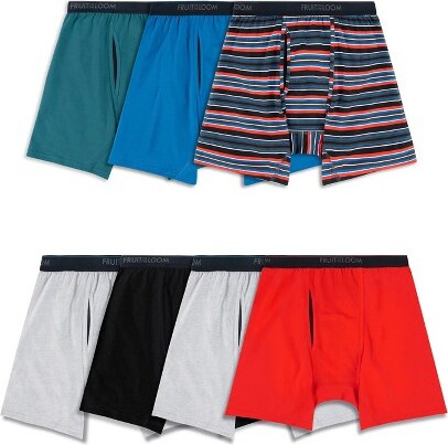 Fruit of the Loom 7 Pack Mens Stretch Cotton Boxer Briefs With Cool ...