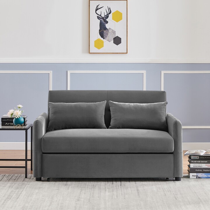 RASOO Modern Loveseat Sofa Dutch Velvet Upholstered Pull out Sleeper ...
