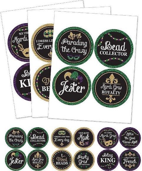 Big Dot of Happiness Mardi Gras - Masquerade Party Name Tags - Party ...