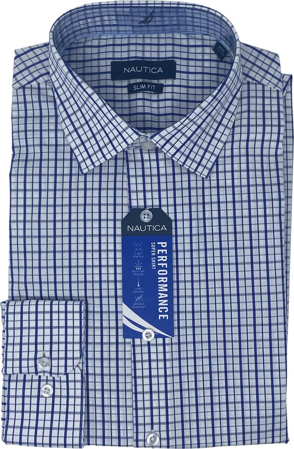 Nautica ↵ Slim Fit Plaid 4-Way Stretch Dress ShirtDETAILS & CAREKeep it dapper with this stylish ...
