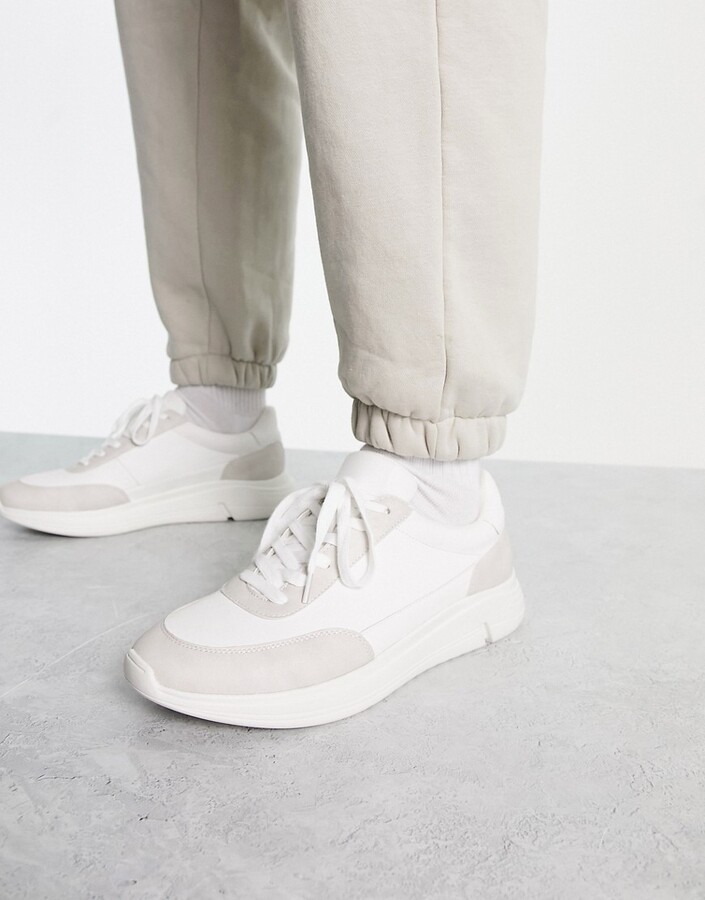 Truffle Collection minimal runner sneakers in white/gray - ShopStyle