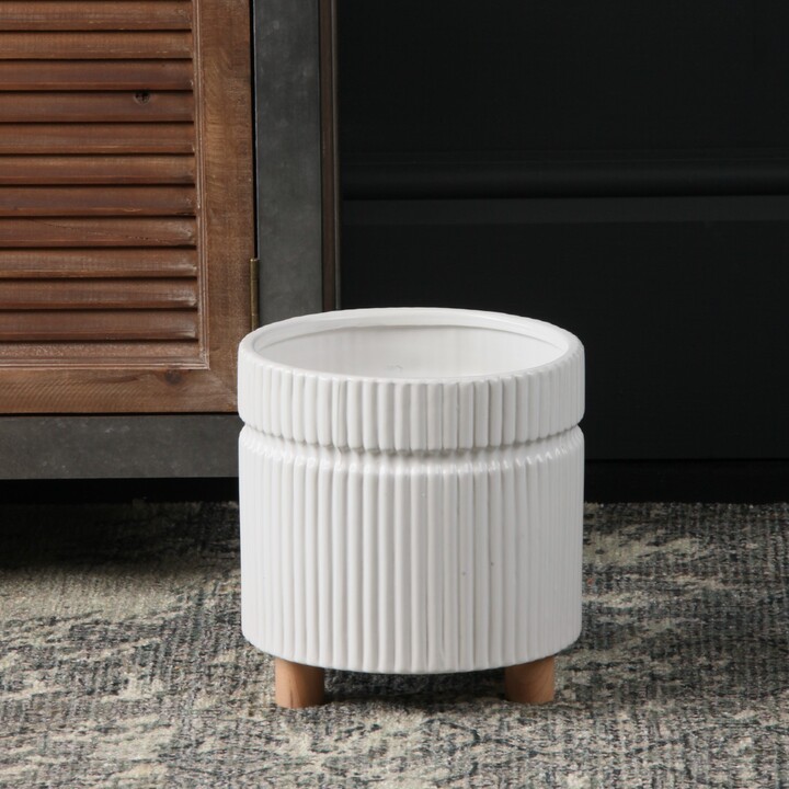 Dunelm White Ribbed Planter with Feet 22cm x 21cm White - ShopStyle ...