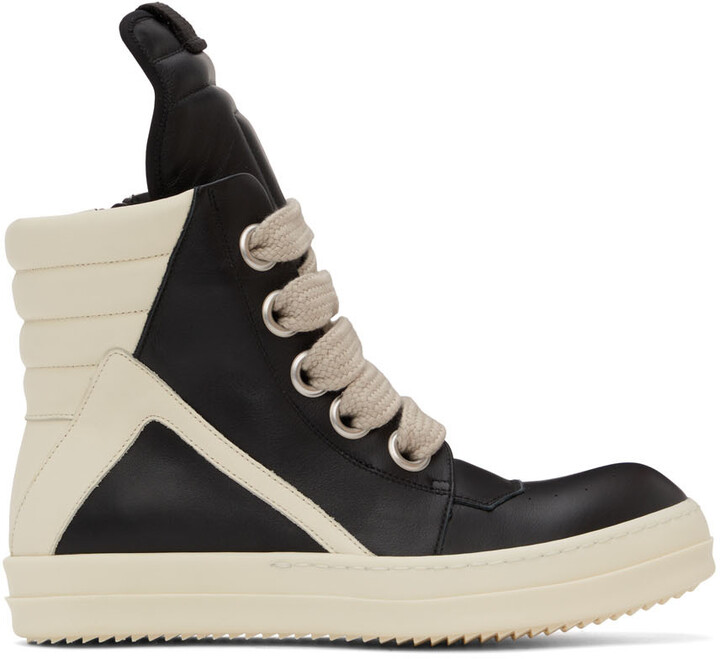 Rick Owens Black Jumbo Laces Geobasket Sneakers - ShopStyle