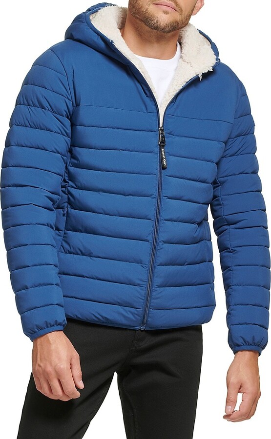 Calvin Klein Sherpa Lined Hooded Puffer Jacket - ShopStyle