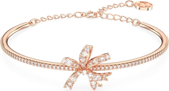 Swarovski Hyperbola bangle, Bow, White, Rose gold-tone plated ...