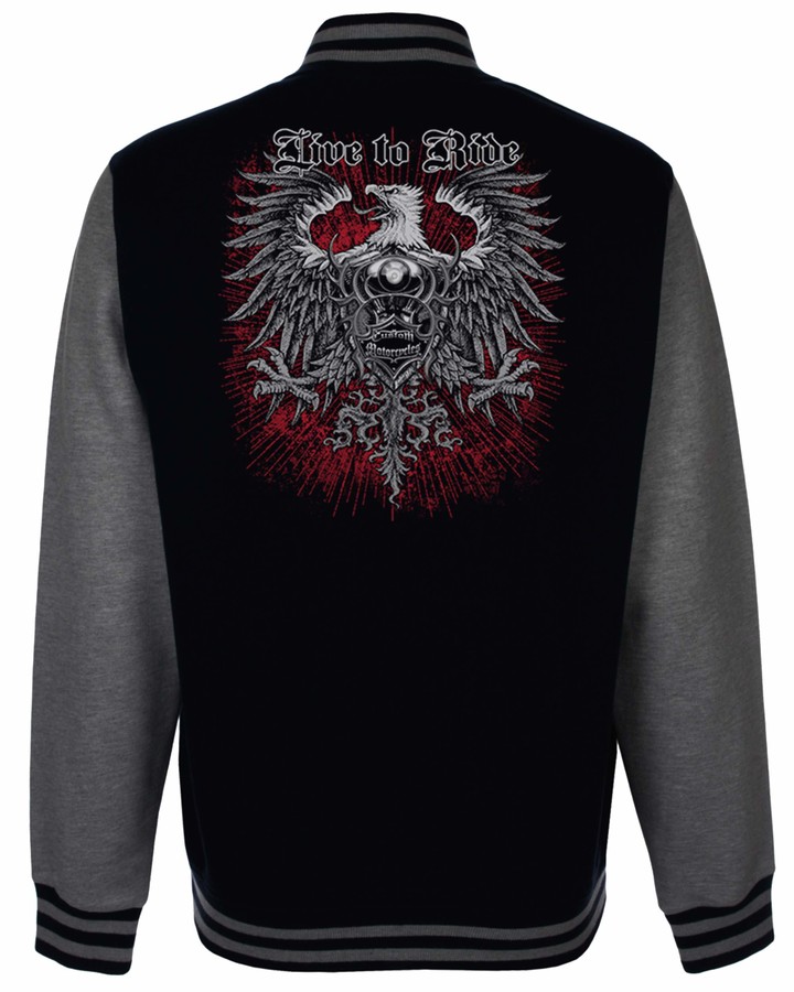 Velocitee Speed Shop Mens Varsity Jacket Live to Ride Eagle USA ...