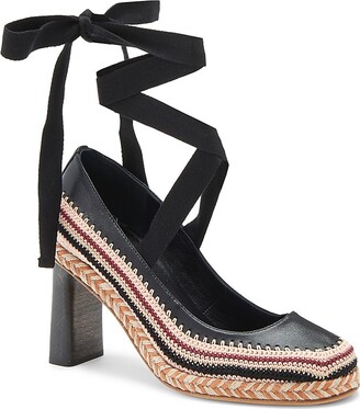 Ulla Johnson Faustine Crochet Leather Lace-Up Pumps - ShopStyle