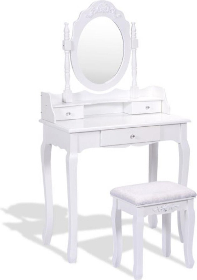Slickblue Vanity Table Set with Cushioned Stool with 360A° Rotating ...