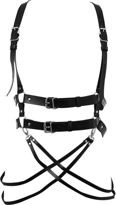 Sethain Gothic Leather Belt Black Punk Chest Chain Layered Waist Belts ...
