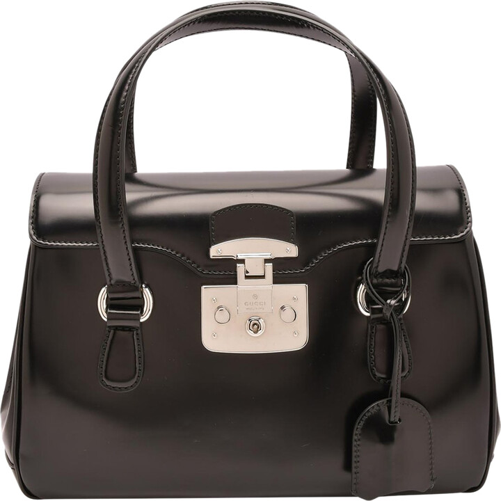 Gucci Black Smooth Calfskin Leather Caspian Medium Lady Lock Bag ...