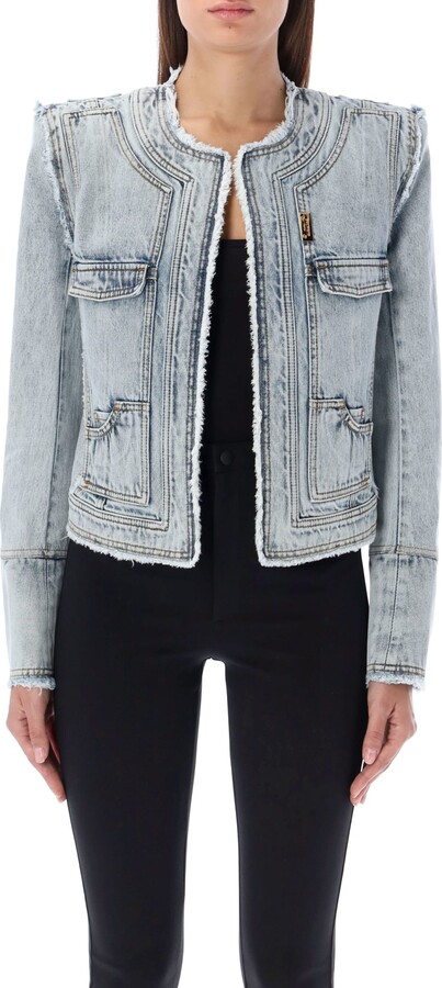 Balmain Frayed Denim Jacket - ShopStyle