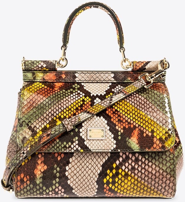Dolce & Gabbana Medium Sicily Python Skin Top Handle Bag - ShopStyle