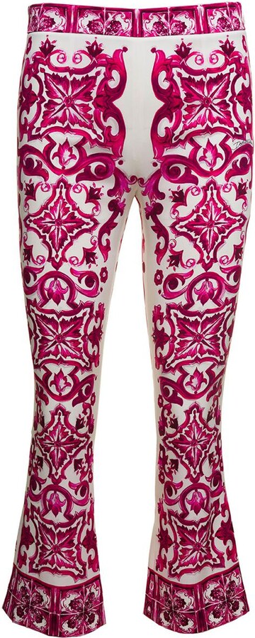 Dolce & Gabbana Two-tone Pants with Flared Leg and All-over 'Maioliche ...