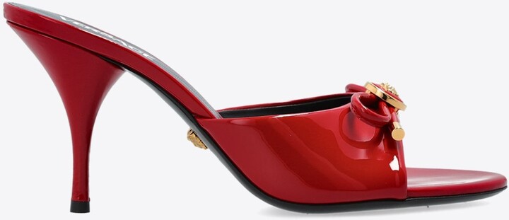 Versace Opera Bow 85 Leather Mules - ShopStyle