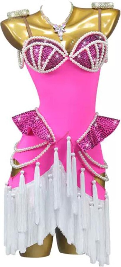 YDHTIZ Women's Sleeveless Latin Dance Dresses Fringe Ballroom Cha Cha ...