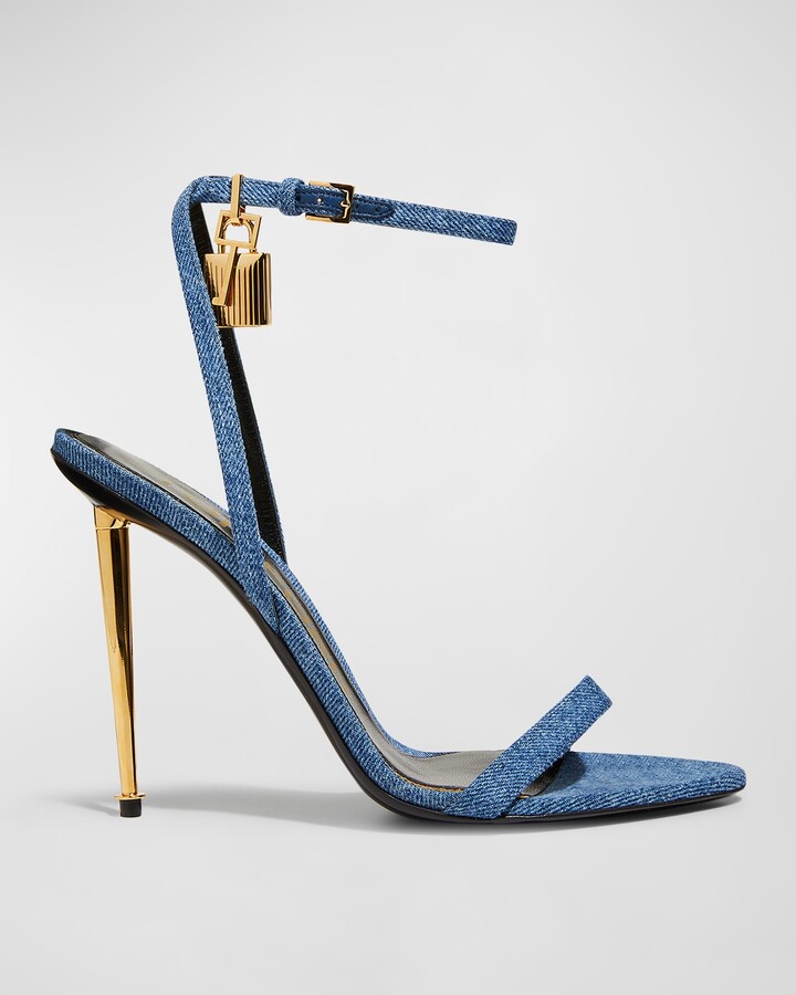 Tom Ford Denim Lock & Key Stiletto Sandals - ShopStyle
