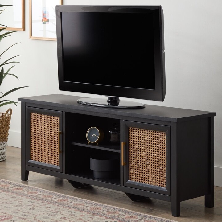 EPOWP Carlson Wood and Cane TV Stand for TVs up to 60", Quick Assembly ...