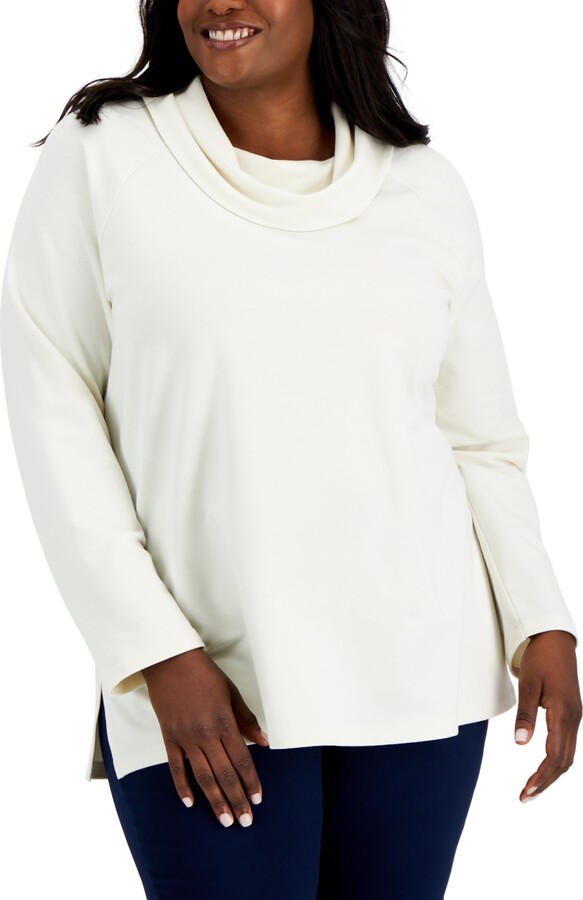 Karen Scott Plus Size French Terry Cowl Neck Tunic, Created for Macy's ...