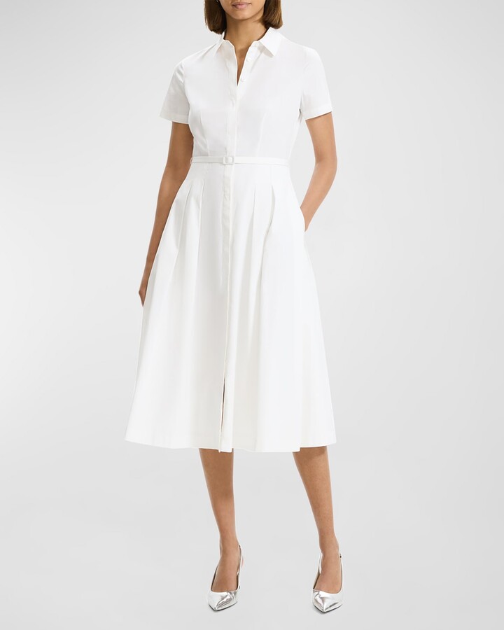 Theory Downing Cotton Short-Sleeve Midi Shirtdress - ShopStyle
