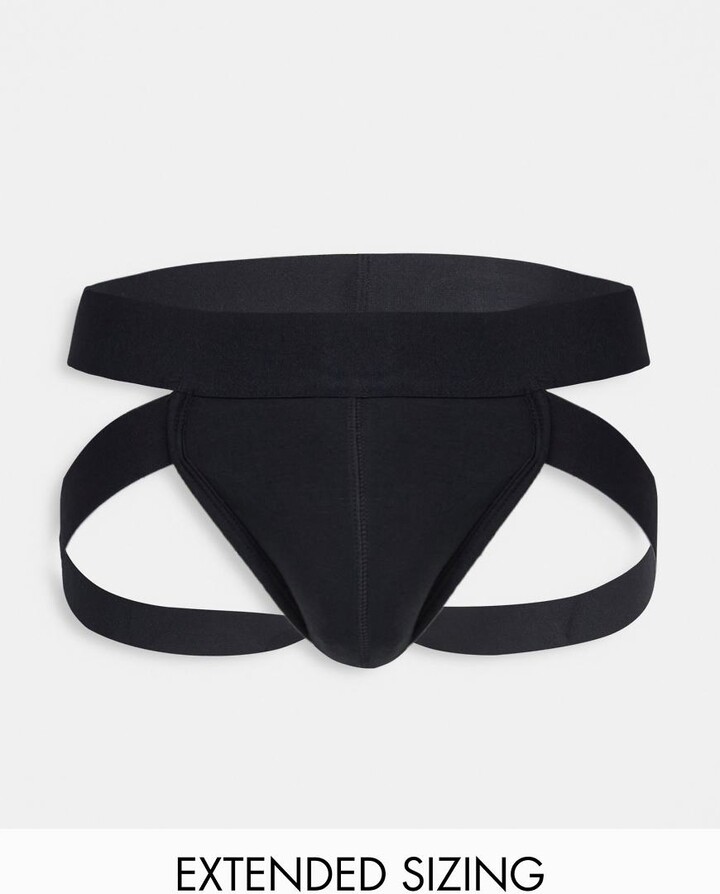 ASOS DESIGN jock strap with leg strap in black - ShopStyle Briefs