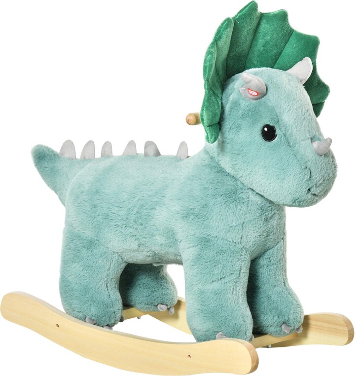 HOMCOM Kid Plush Ride-On Rocking Horse Triceratops Toy Rocker with ...