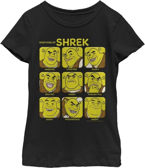 Girl's Shrek Shrek's Emotions Chart T-Shirt - Black - Large - ShopStyle