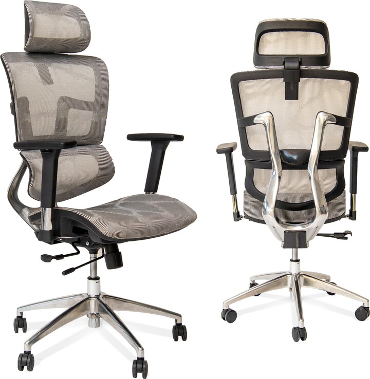 ErgoMax 53 in Tall Gray Ergonomic Adjustable Office Chair w/Aluminum ...