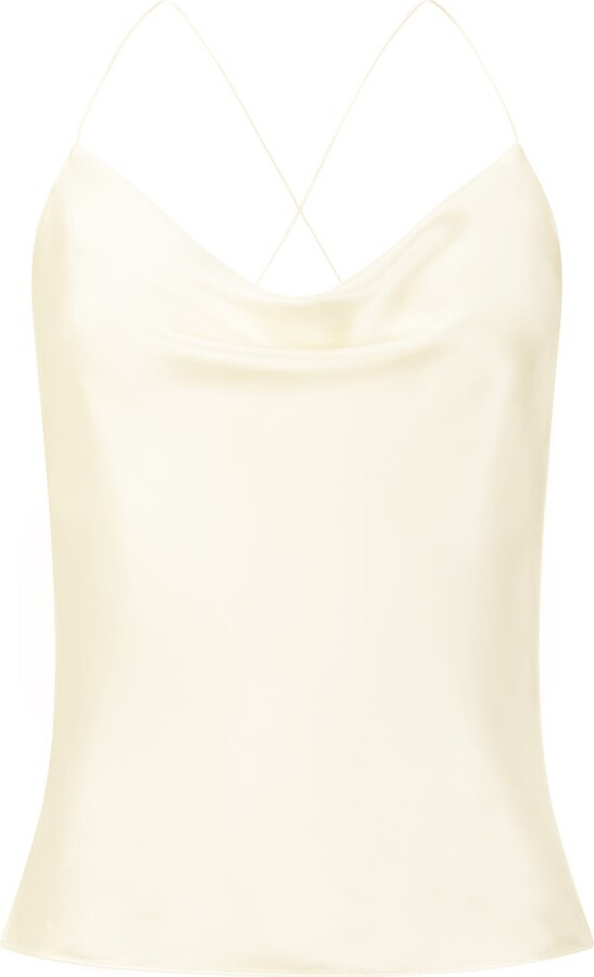 Two Bees London Women's Neutrals / White Emma Cream Draped Silk Cami ...