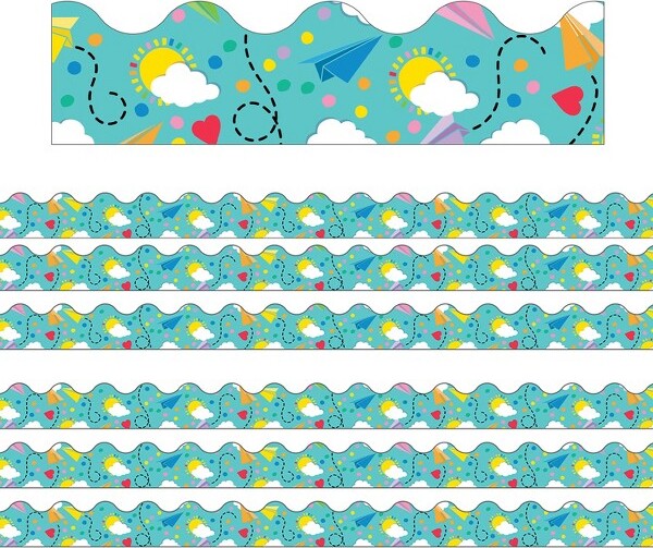 Carson Dellosa Education Paper Airplanes Scalloped Border, 39 Feet Per ...