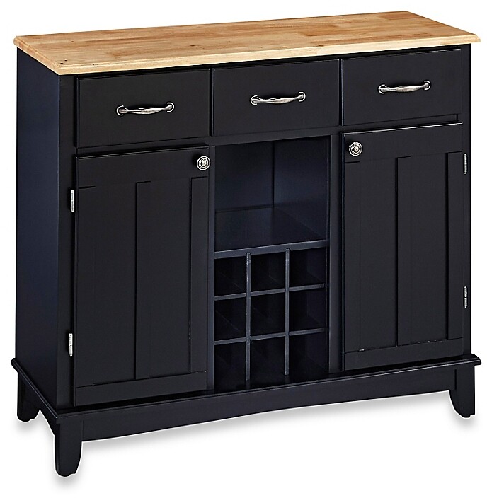 Home Styles Large Buffet/server With Natural Wood Top In Black - ShopStyle