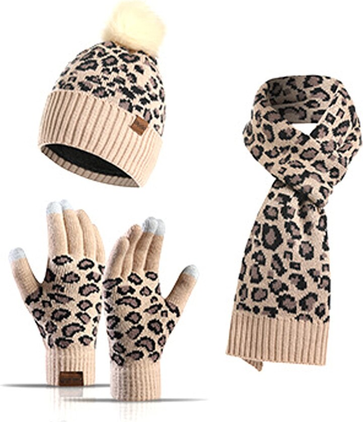 Winmany Women Winter Hat Scarf Gloves Set 3PCS Knitted Hat Warmer Scarf ...