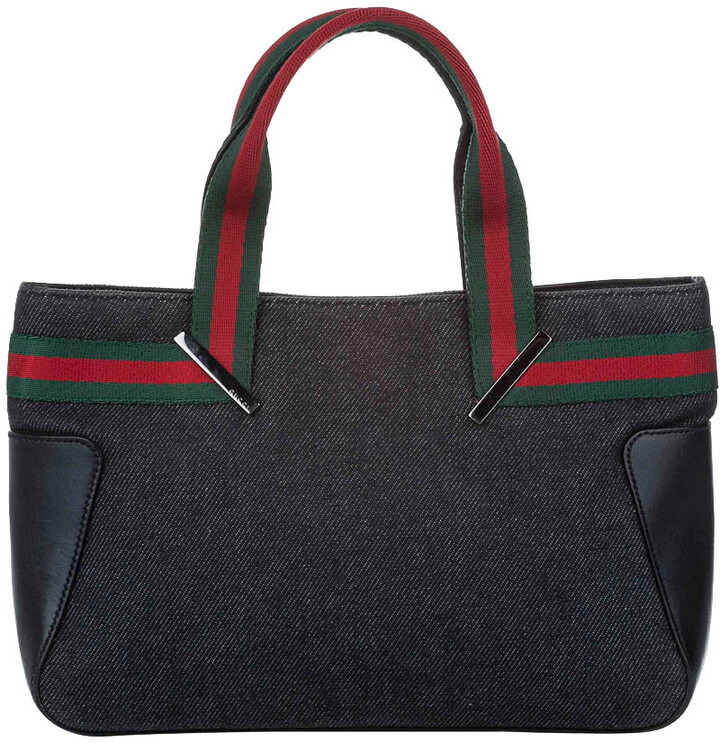 Gucci Black Web Denim Shouldrer Bag - ShopStyle
