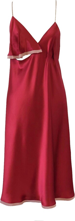 Crease Women's Red Silk Slip Dress - ShopStyle