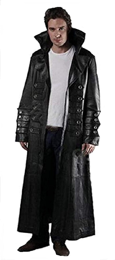 Leather Addicts Mens Sexy Real Black Leather Long Matrix Goth Trench ...