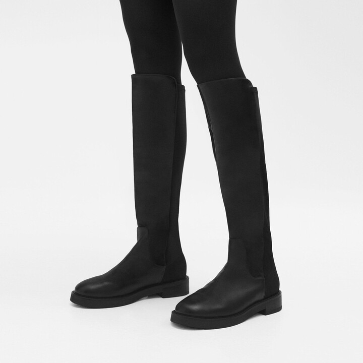 Theory Knee-High Pull-On Boot in Leather - ShopStyle