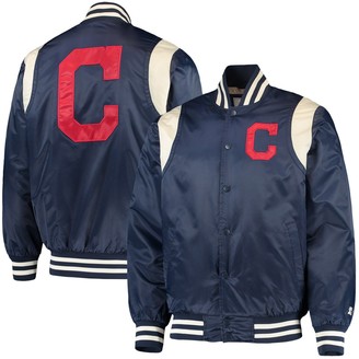 Men's Starter Navy/Cream Cleveland Indians Vintage Varsity Satin Full-Snap Jacket - ShopStyle ...