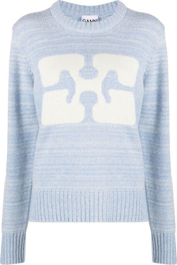Ganni Intarsia-knit logo jumper - ShopStyle Sweaters