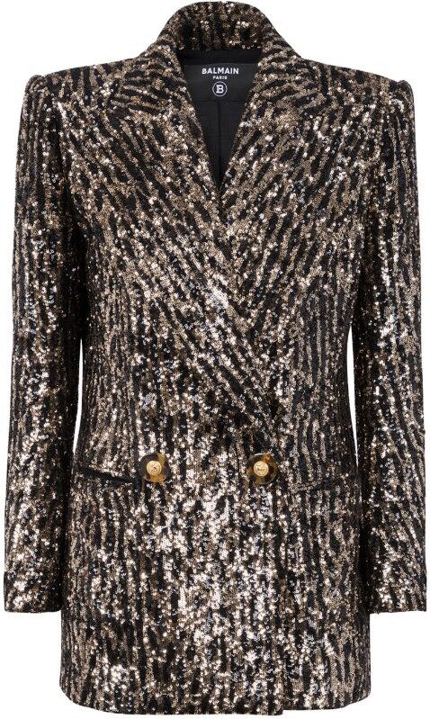 Balmain Sequinned Double-Breasted Blazer - ShopStyle