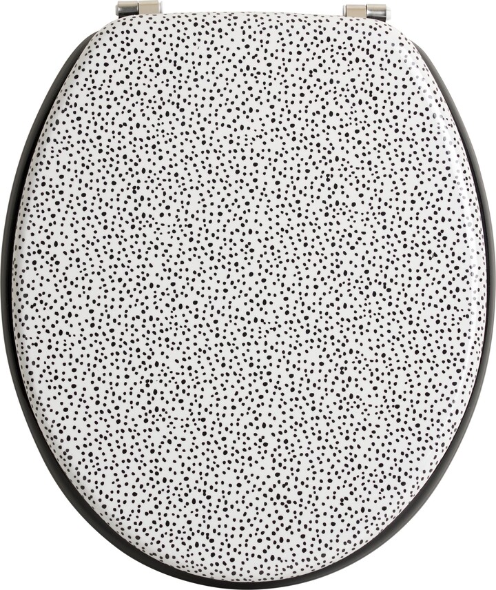 Mainstream by Aqualona Dottie Pattern Toilet Seat with Black Ring Black ...