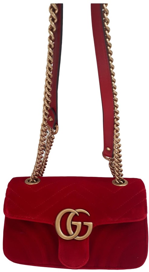 Gucci Marmont Red Velvet Handbags - ShopStyle Bags