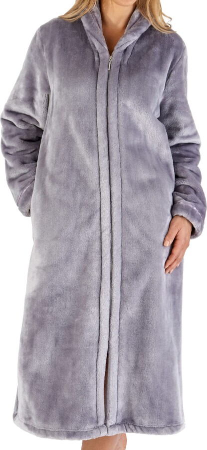 Slenderella Ladies Fleece Zip Robe HC4340 Silver 2XL - ShopStyle