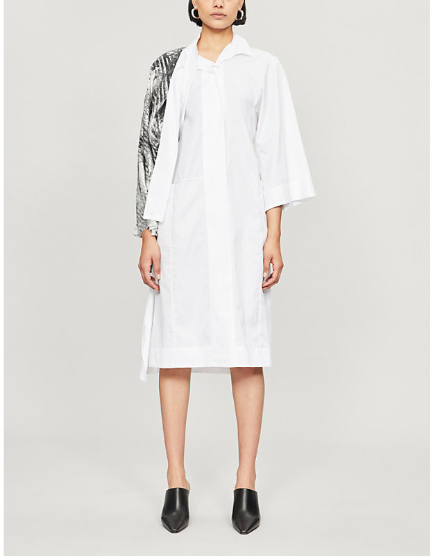 Omer Asim Half Mast contrast-panel cotton and silk shirt dress - ShopStyle